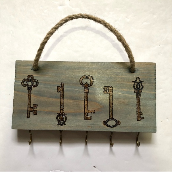Wall Decor | Handmade Wall Decor Key Hanger Rustic Blue Antique Key Art ...